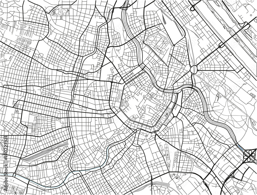 Black and white vector city map of Vienna with well organized separated ...