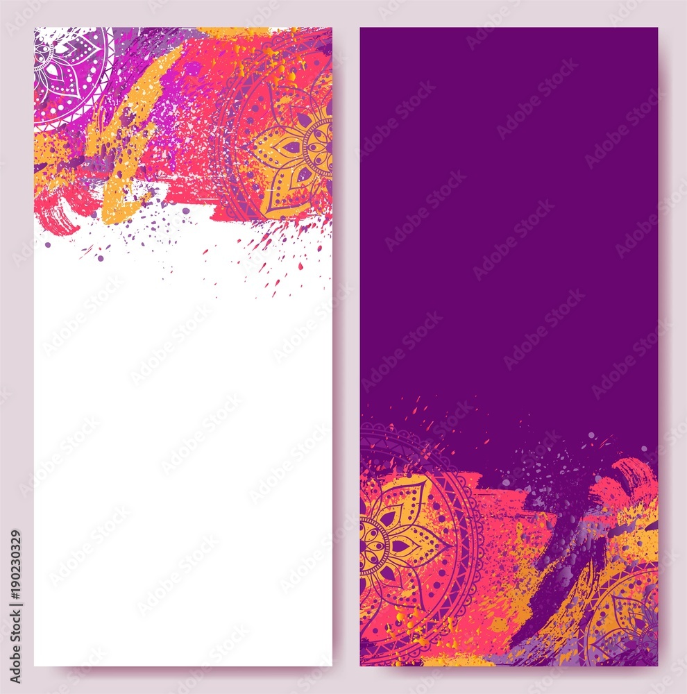 Indian holidays abstract posters. Holi template designs with colorful ...