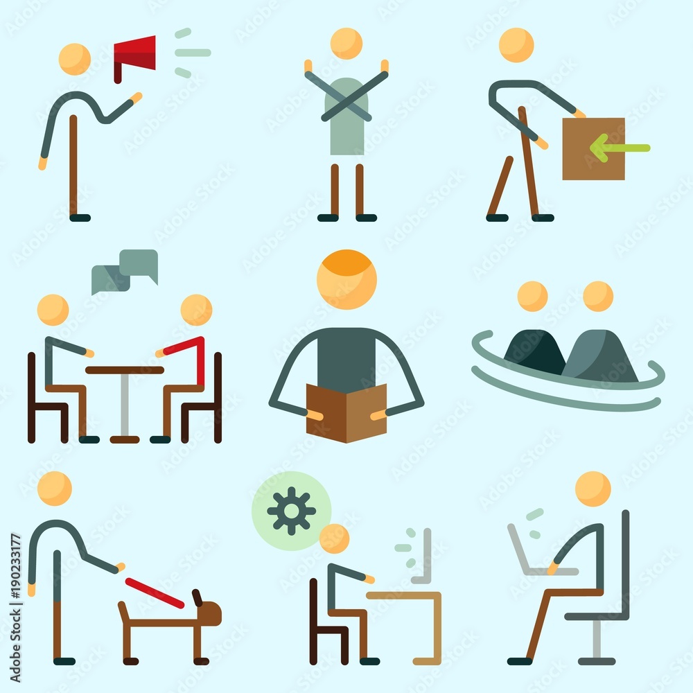 Icons set about Human with responsibility, dancer, working, male ...