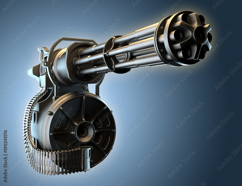 Machine gun isolated on blue background Stock Illustration | Adobe Stock