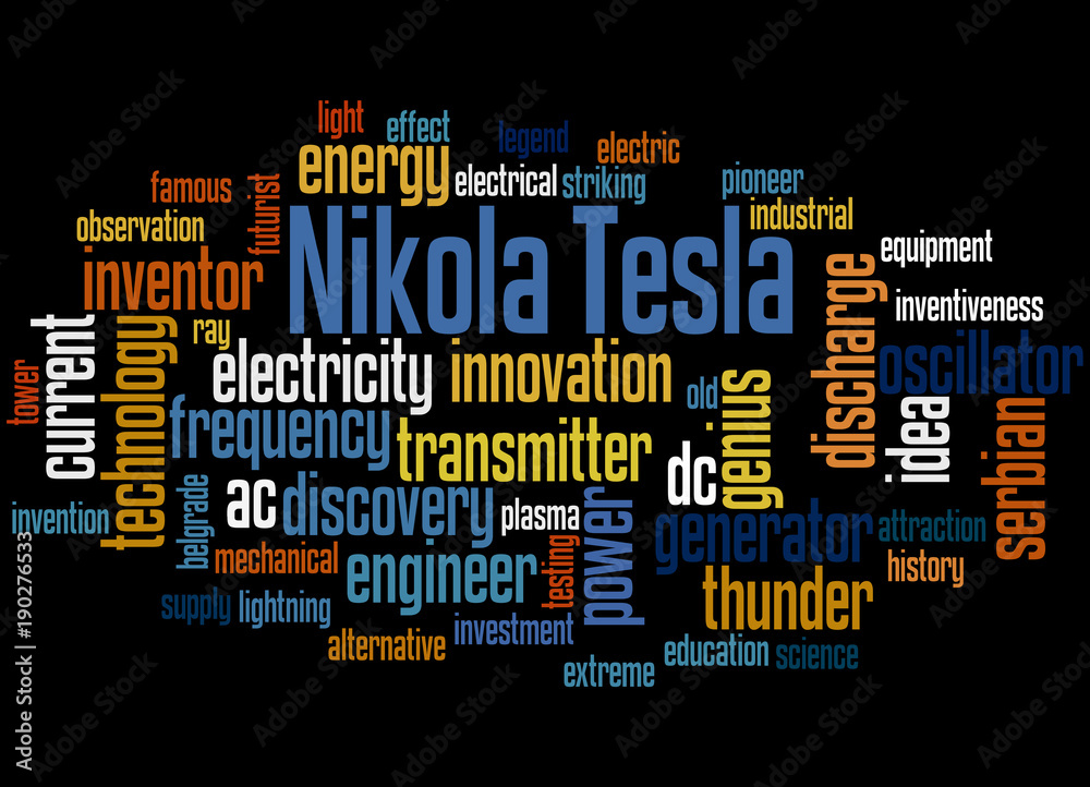Nikola Tesla word cloud concept 3 Stock Illustration | Adobe Stock