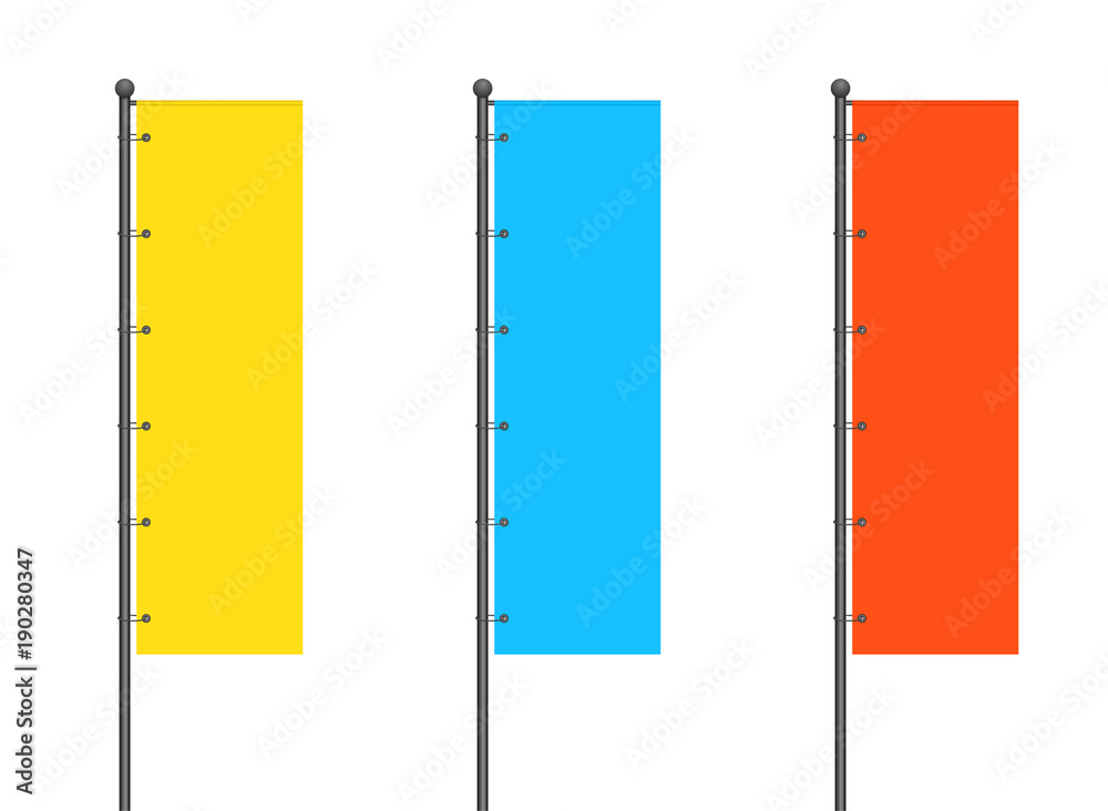 set of banner flags templates isolated on white background. mock up of ...