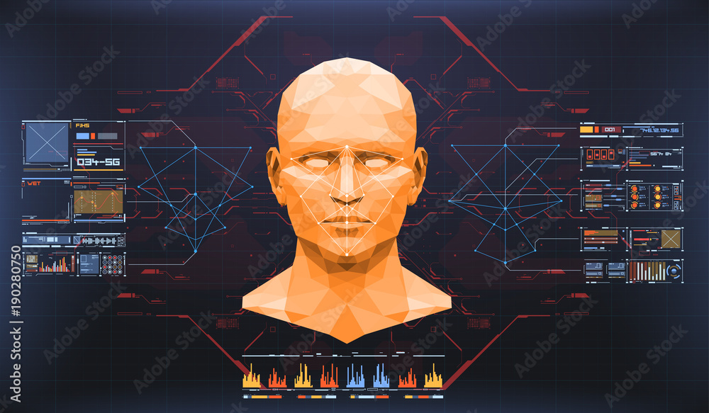 Concept of face scanning. Accurate facial recognition biometric ...