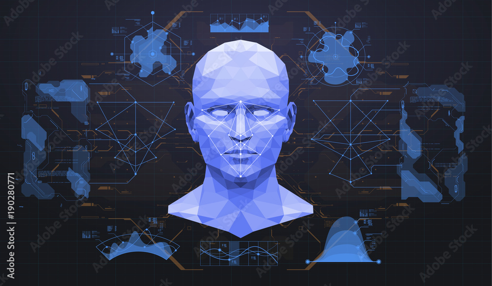 Concept of face scanning. Accurate facial recognition biometric ...