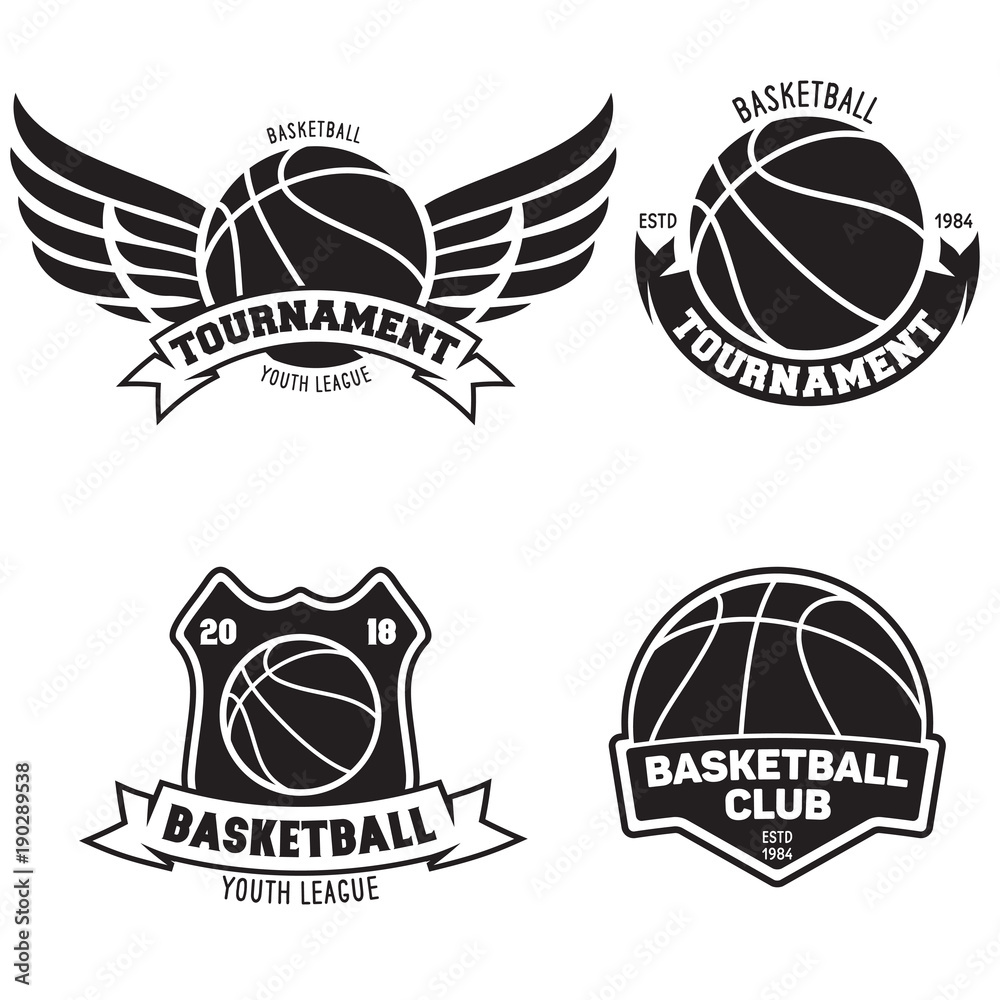 Set of basketball sport emblems. Design element for poster, logo, label ...