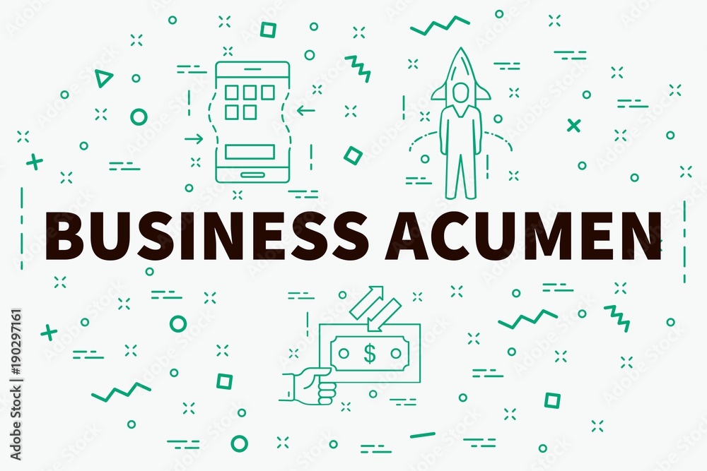 Conceptual business illustration with the words business acumen Stock ...