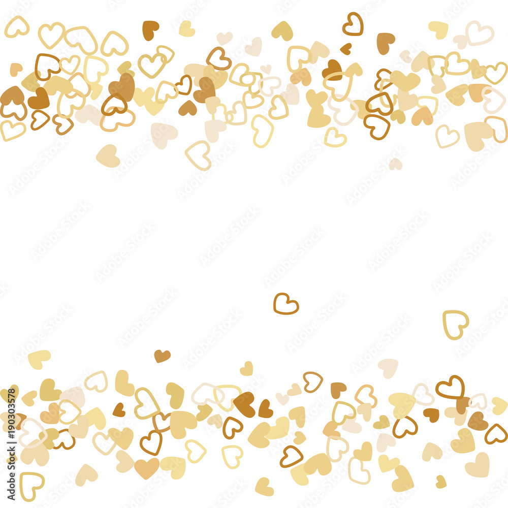 Flying gold hearts frame vector border. Background illustration with ...