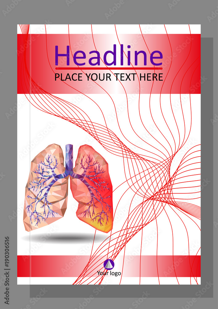 Cover template for books, banner, journal. Sick human realistic lungs ...