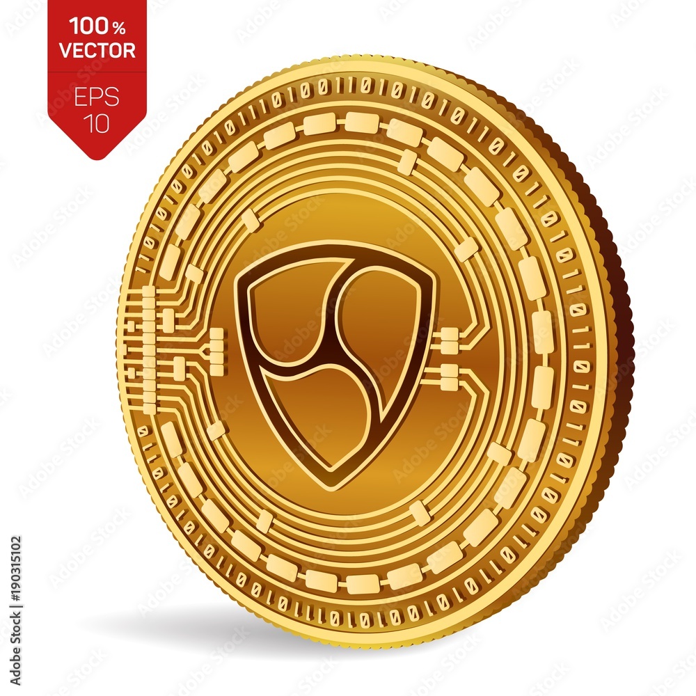 Nem. Crypto currency. 3D isometric Physical coin. Digital currency ...