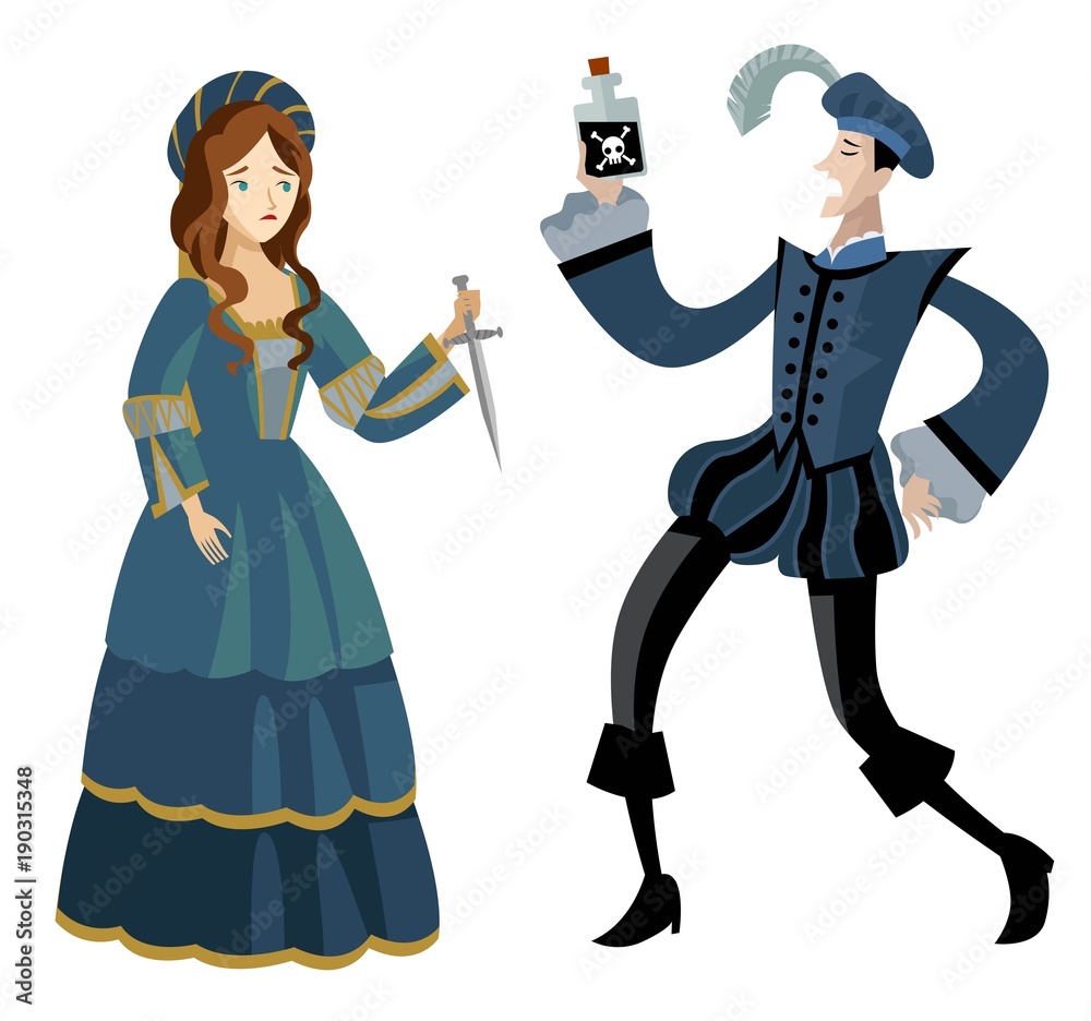 romeo and juliet suicide Stock Vector | Adobe Stock