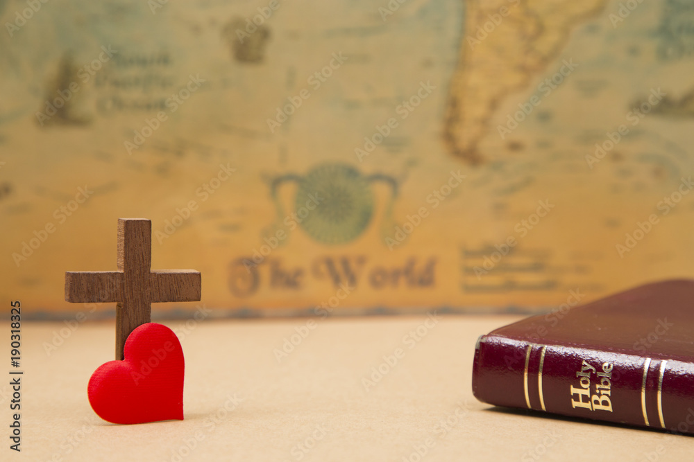 For God so loved the world - A Cross on a rustic world map Stock Photo ...
