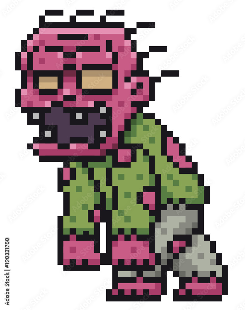 Vector illustration of Cartoon Zombie - Pixel design Stock Vector ...