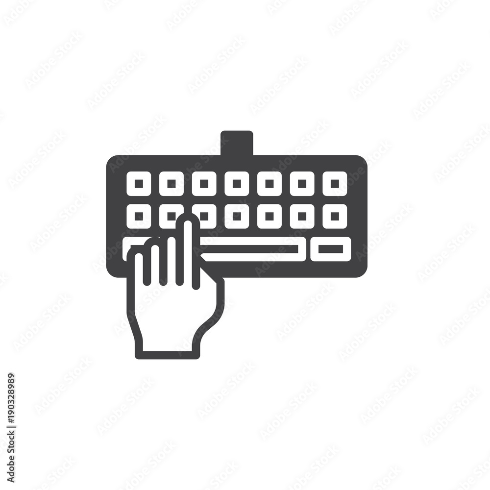 Hand typing keyboard icon vector, filled flat sign, solid pictogram ...