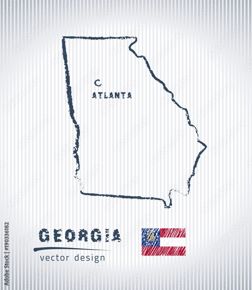 Georgia vector chalk drawing map isolated on a white background Stock ...