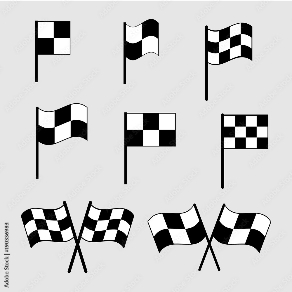 Checkered flag icons. Finish signs set illustration Stock Vector ...