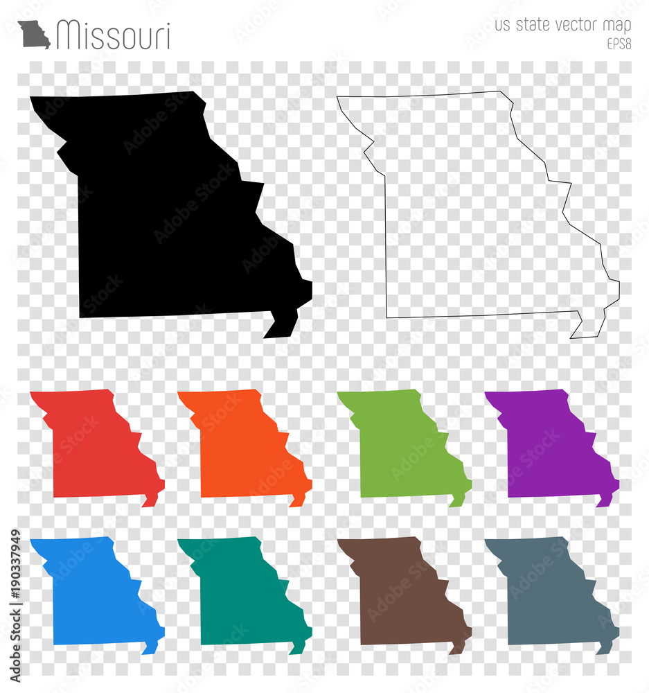 Missouri high detailed map. Us state silhouette icon. Isolated Missouri ...