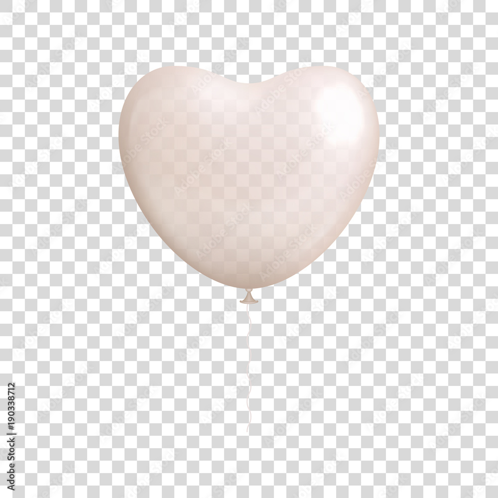 Heart shaped white balloon isolated. Heart shaped white balloon on ...