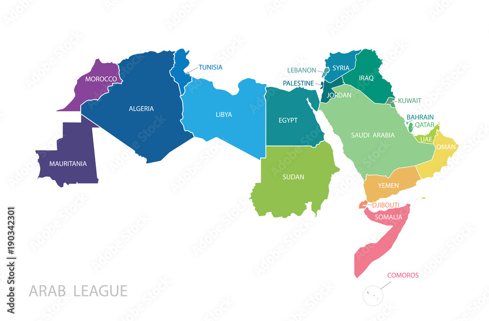 Map of Arab League. Vector Stock Vector | Adobe Stock