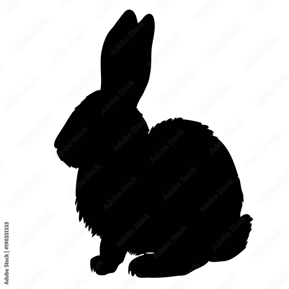 Silhouette of a sitting up rabbit, vector illustration Stock Vector ...