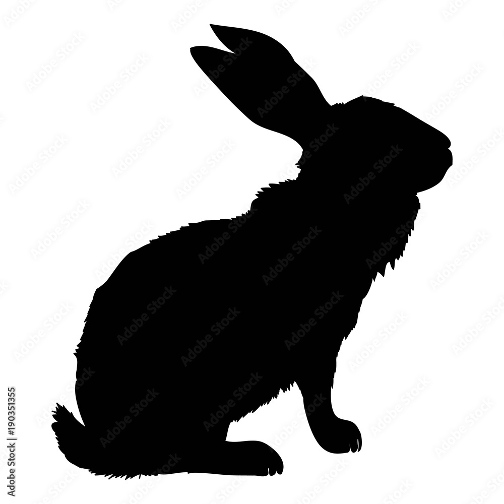Silhouette of a sitting up rabbit, vector illustration Stock Vector ...