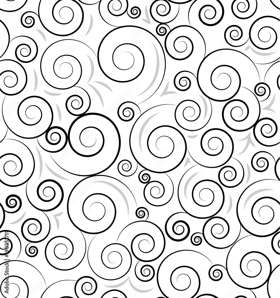 Minimalistic seamless spiral pattern with black and grey elements ...