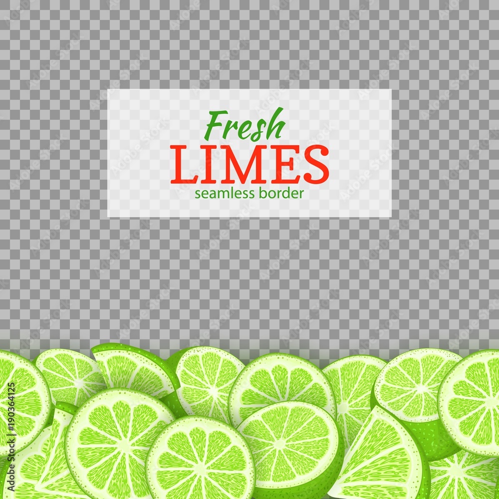 Lime fruit Horizontal seamless border. Vector illustration card. Fresh ...