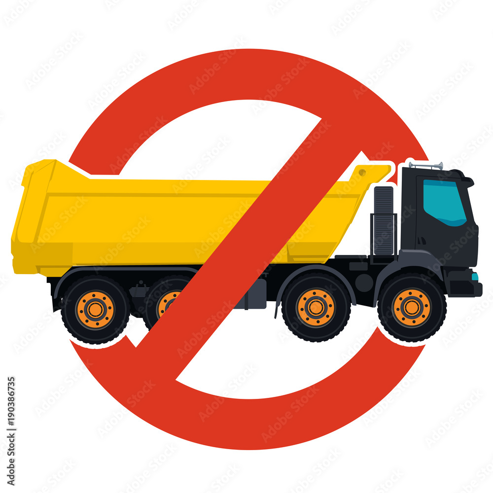 Prohibition of trucks entry symbol. Heavy vehicles strict ban sign ...