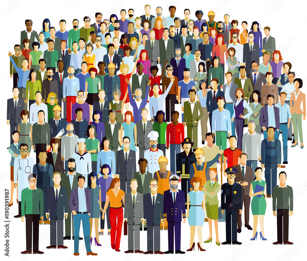 Menschenmenge und Personengruppen, Illustration Stock-Vektorgrafik ...