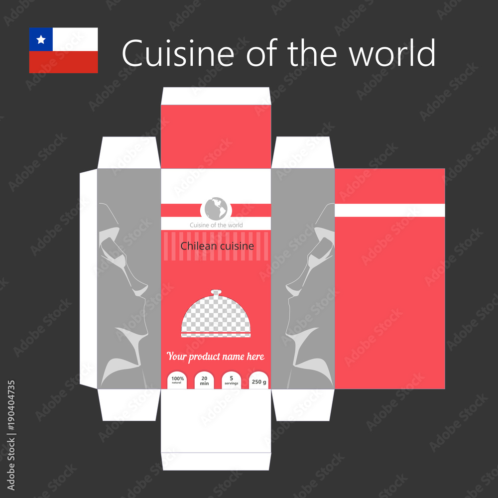 Food packaging design. Scan of the cardboard box for food packaging ...