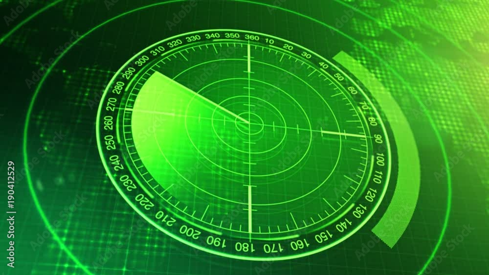 Sonar Screen For Submarines And Ships. Radar Sonar With Object On Map ...