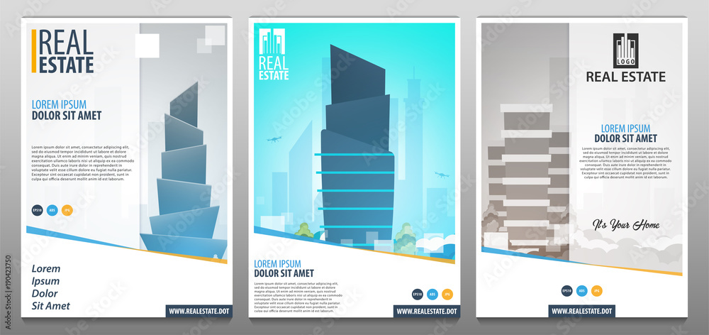 Set of Real Estate Business Brochure. Flyer Design. Leaflets a4 ...