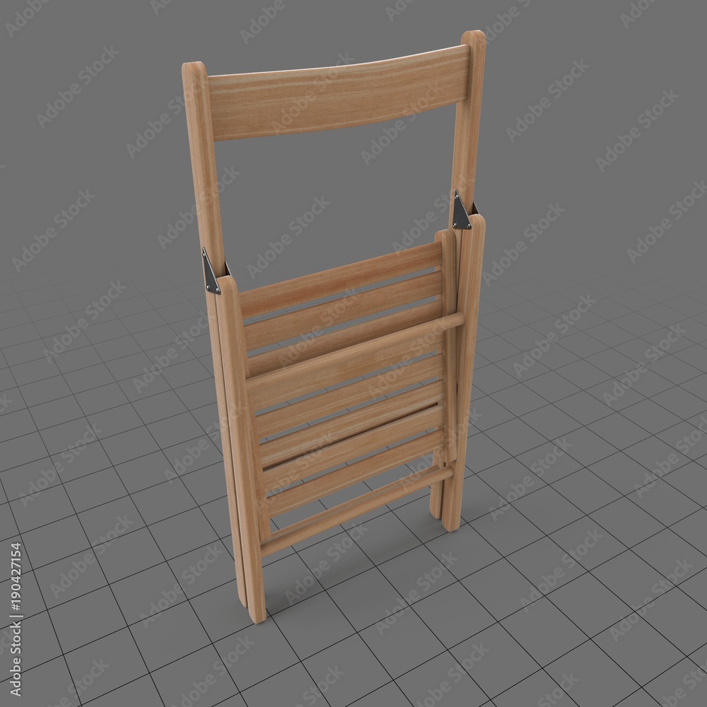 Closed wooden folding chair Stock 3D asset | Adobe Stock