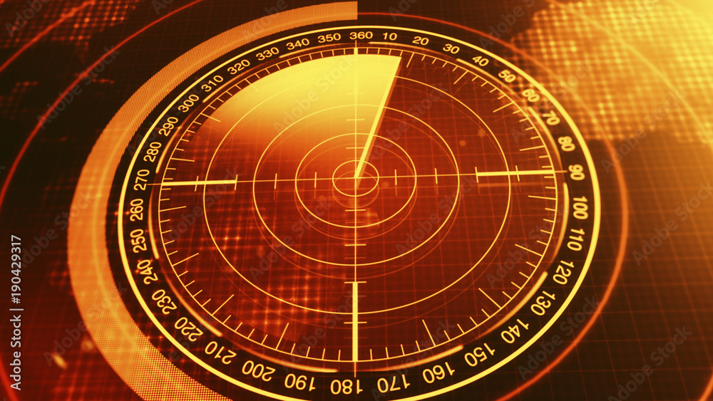 Sonar Screen For Submarines And Ships. Radar Sonar With Object On Map ...