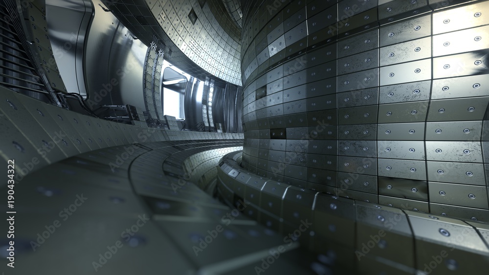 Fusion reactor Tokamak. Reaction chamber. Fusion power. 3d illustration ...
