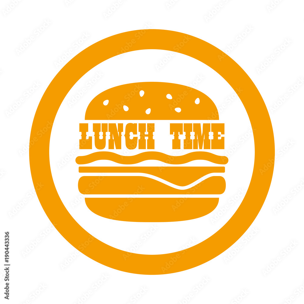 Icono plano LUNCH TIME en hamburguesa en circulo color naranja Stock ...