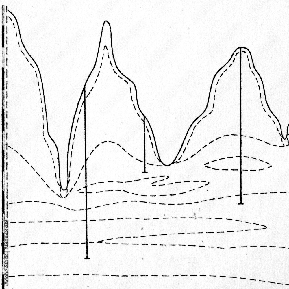 Vintage contour mapping. Natural printing illustrations of maps. Stock ...