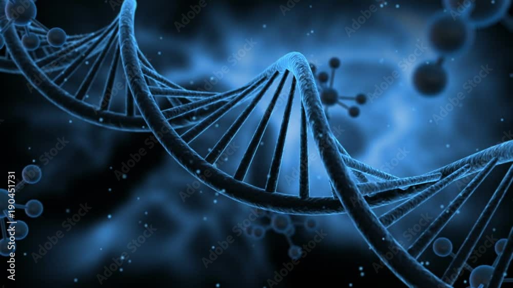Double Helix DNA and Floating Molecules or Cells 3D Animation Motion ...