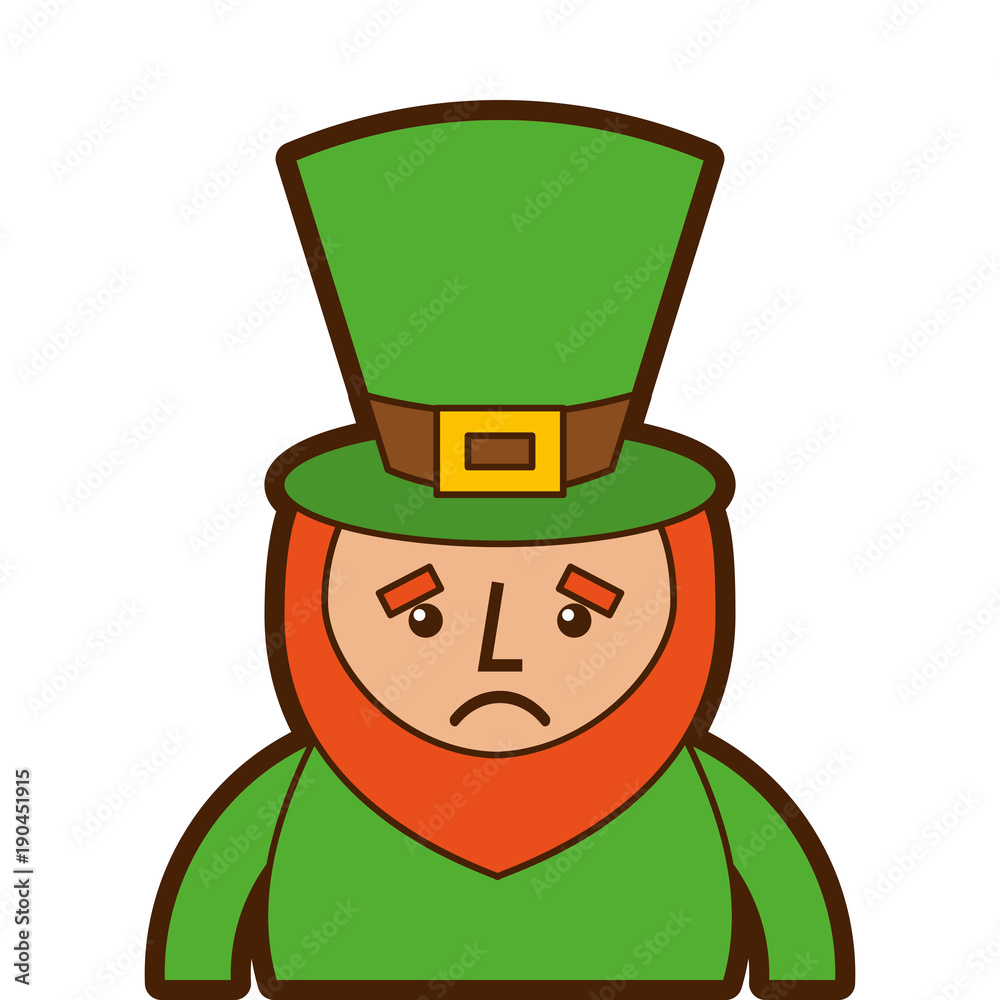st. patricks day portrait of a sad leprechaun vector illustration Stock ...