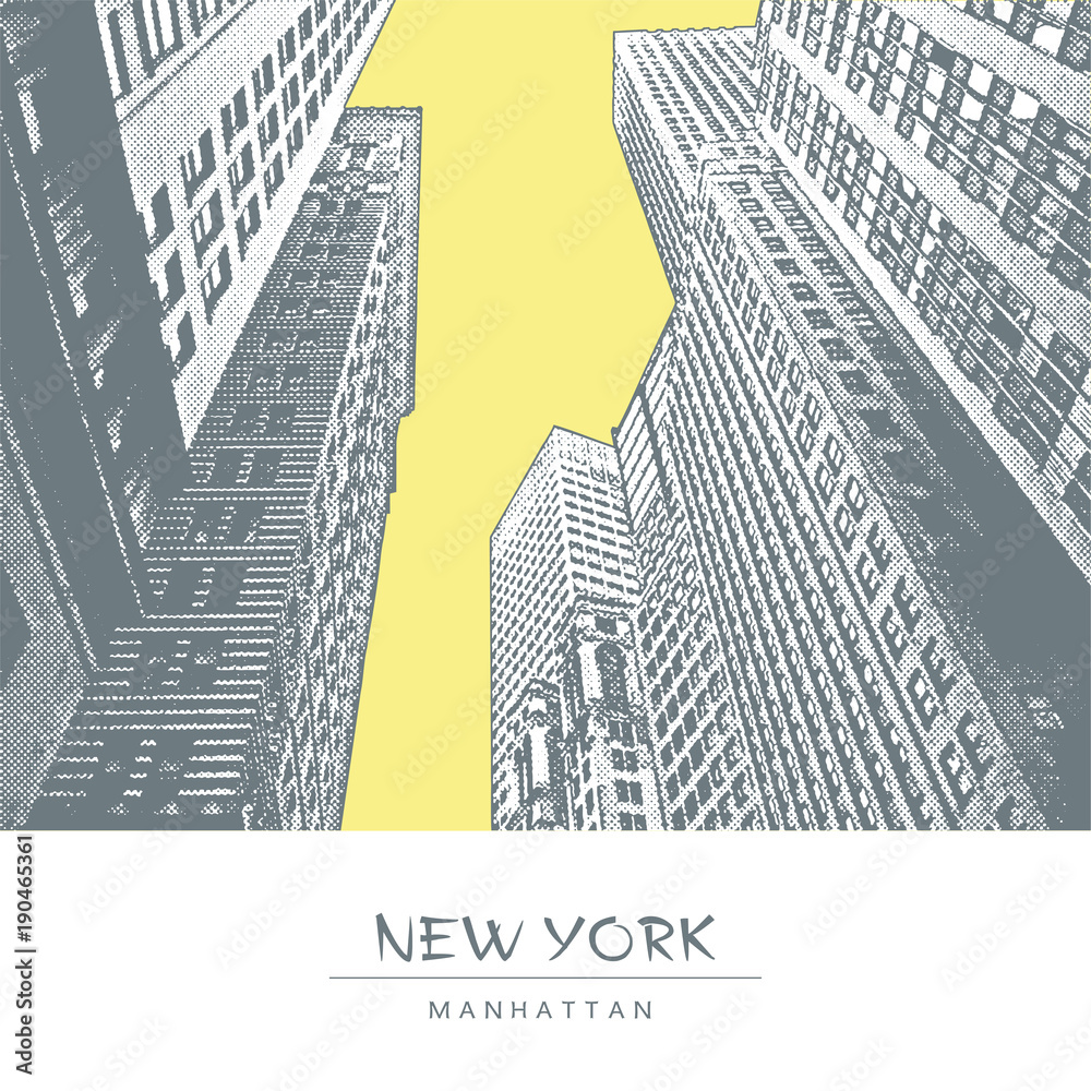 New York City. A street in Manhattan. Vector illustration of cityscape ...