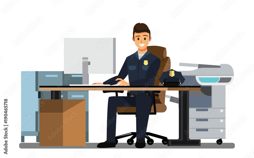 police officers Office, police station , vector character Stock Vector ...
