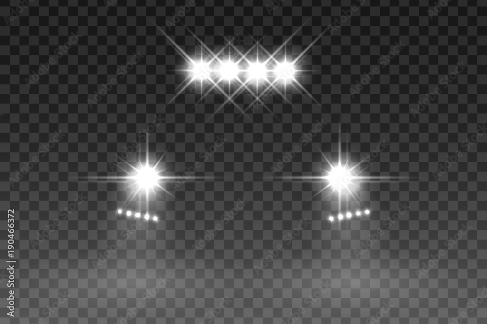 Car light flash effect on transparent background. Vector illustration ...