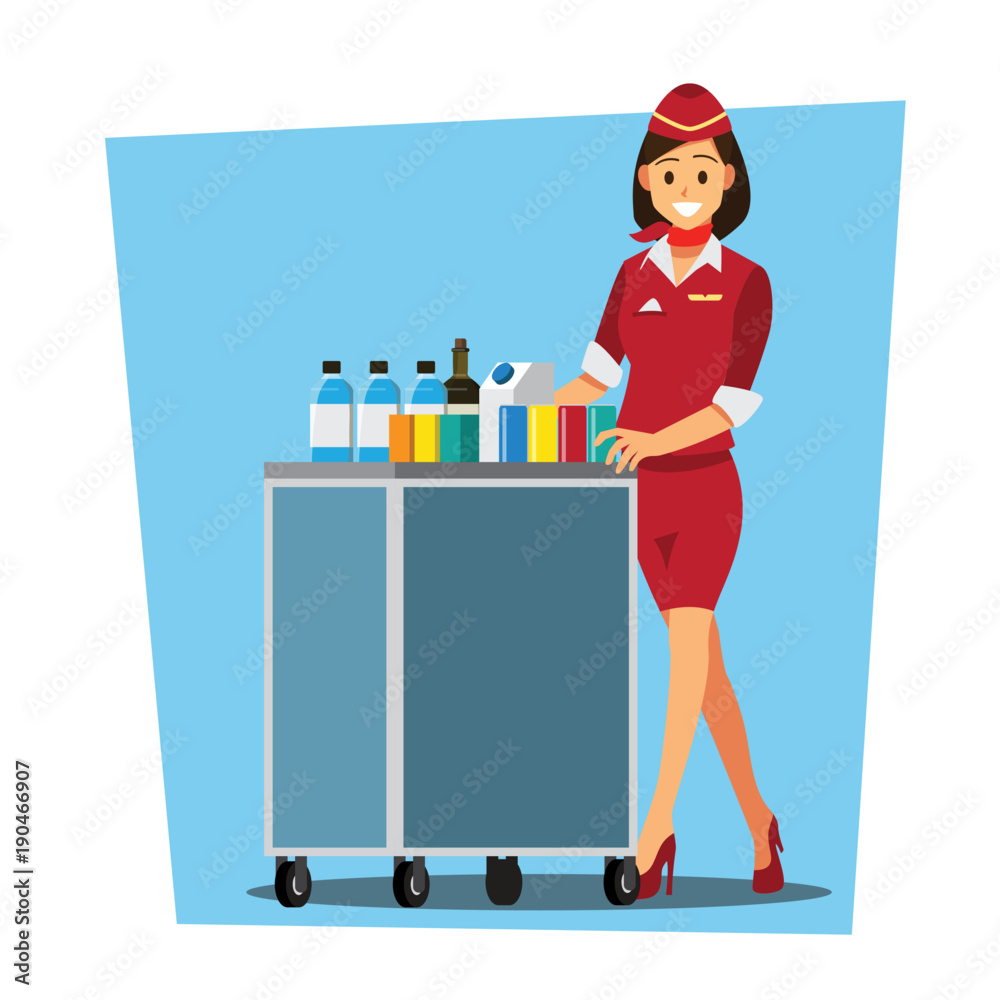 flying attendants ,air hostess , Vector illustration cartoon character ...