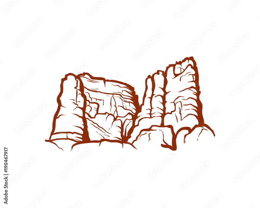 Red Canyon Travel Illustration Hand Drawing Symbol Logo Vector Stock ...