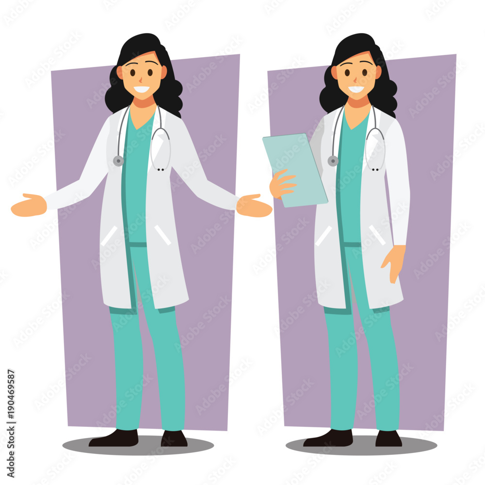 Diverse set of female doctor , healthcare Providers , Vector ...