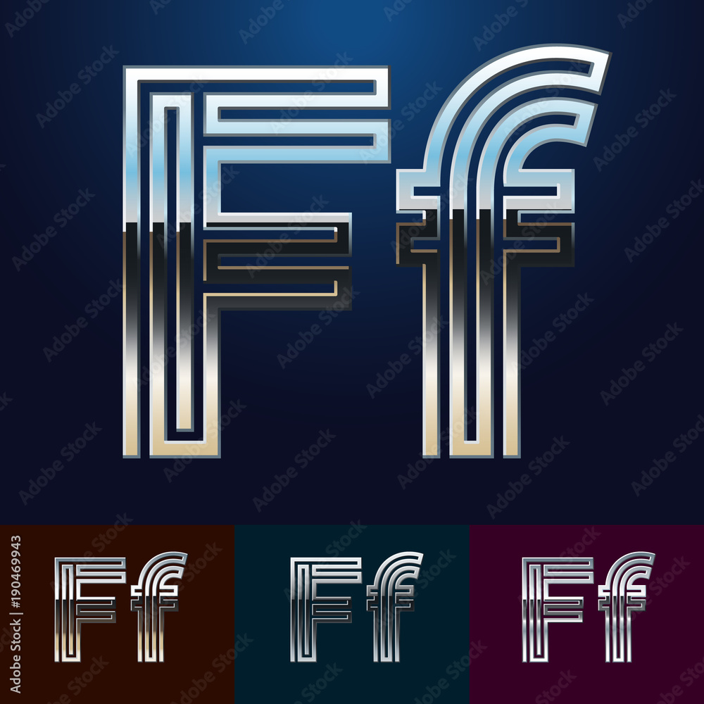 Vector reflective abstract Alphabet set. Different metallic colors ...