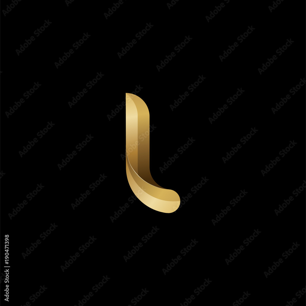 Initial lowercase letter l, swirl curve rounded logo, elegant golden ...
