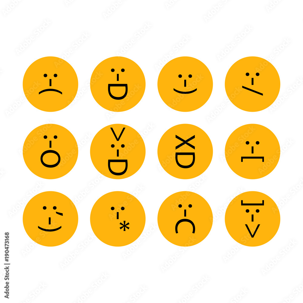 Vettoriale Stock Set of emoticons, emoji of punctuation. Characters ...