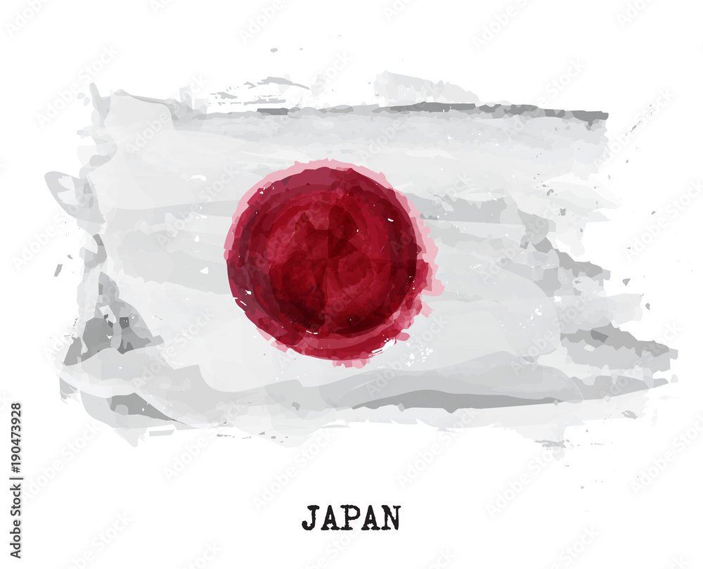 Watercolor painting flag of Japan . Vector Stock Vector | Adobe Stock