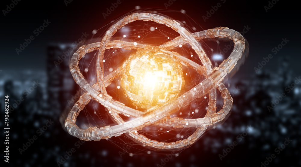 Futuristic Torus Technology Textured Object 3d Rendering Stock Illustration Adobe Stock