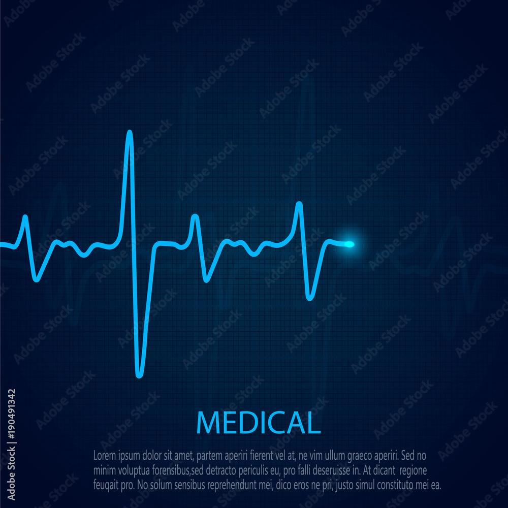 Cardiology concept with pulse rate diagram. Medical background with ...